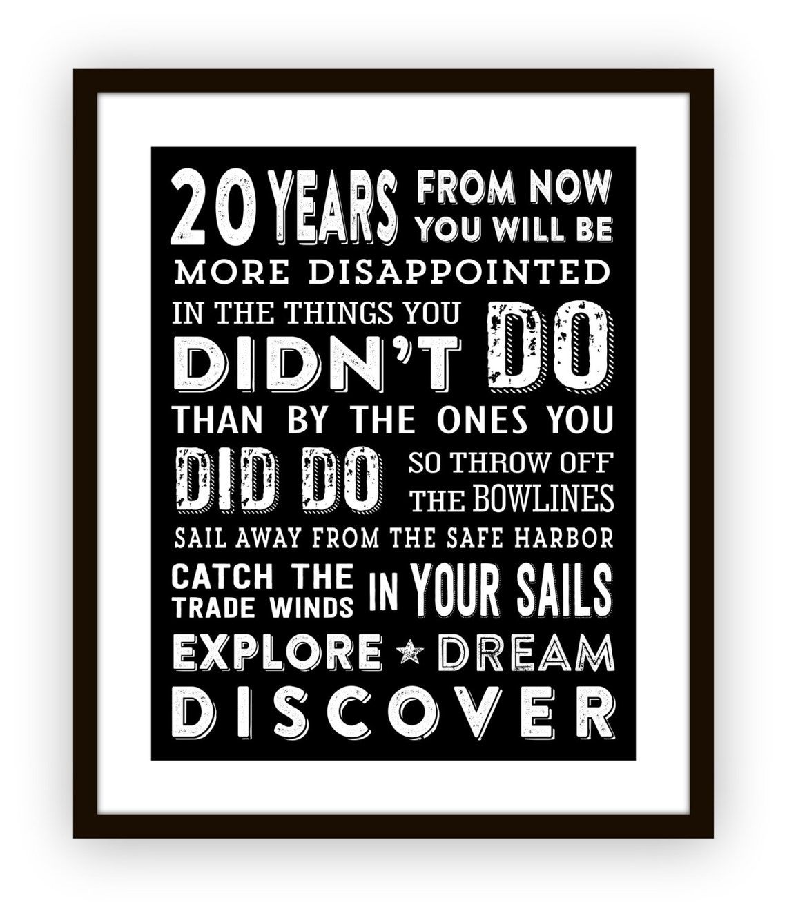 Mark Twain Wall Art 20 Years From Now Inspirational Quote - Etsy