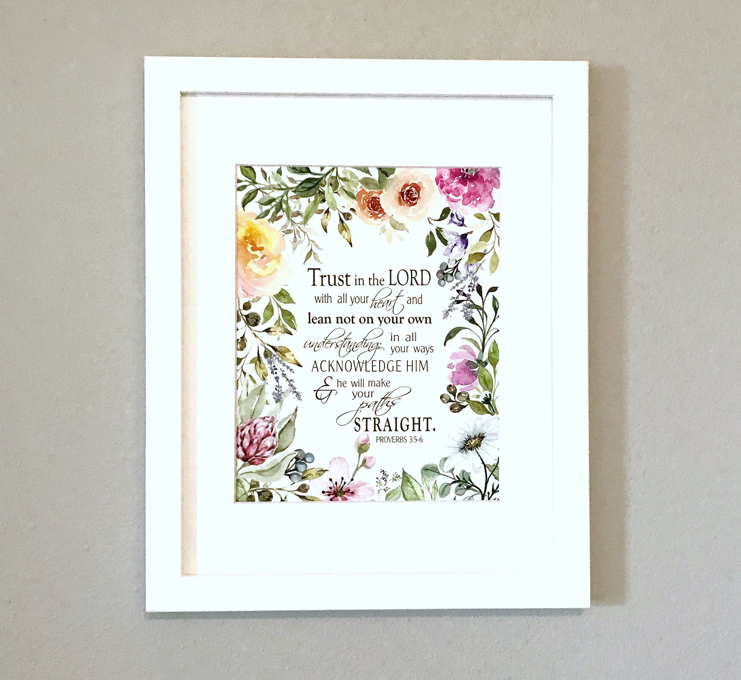 Proverbs 3:5-6 Trust in the Lord Christian wall art | Etsy