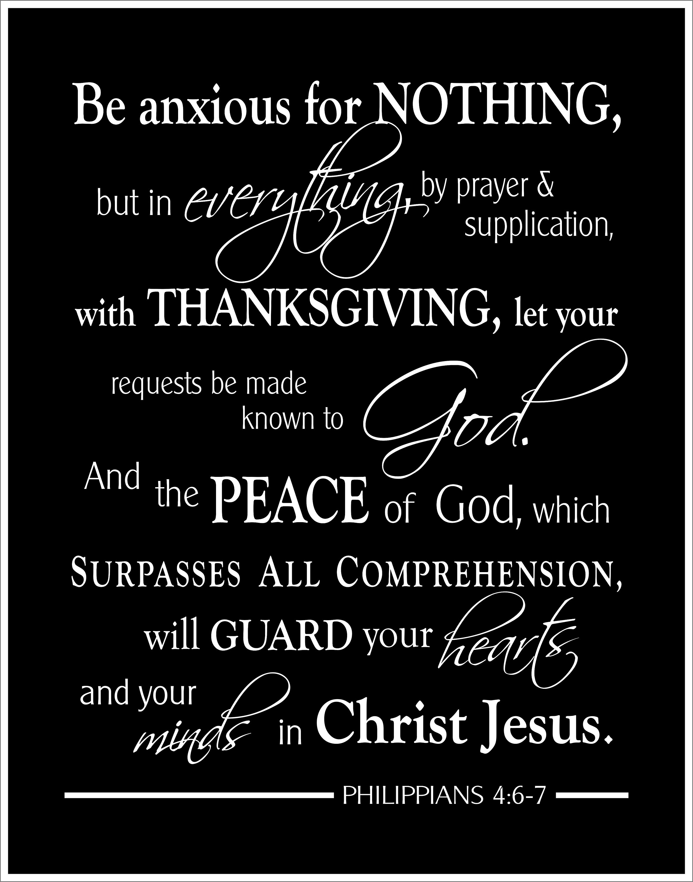 Scripture Wall Art Be anxious for Nothing Philippians 4 6 7 | Etsy