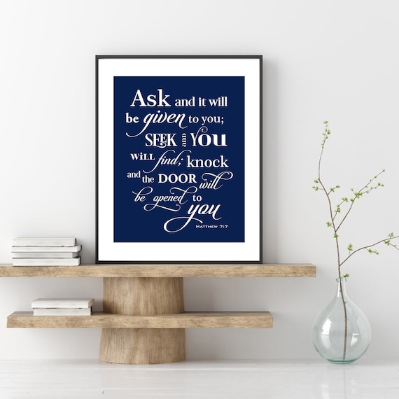 Scripture Art Ask and It Shall Be Given Matthew 7 - Etsy