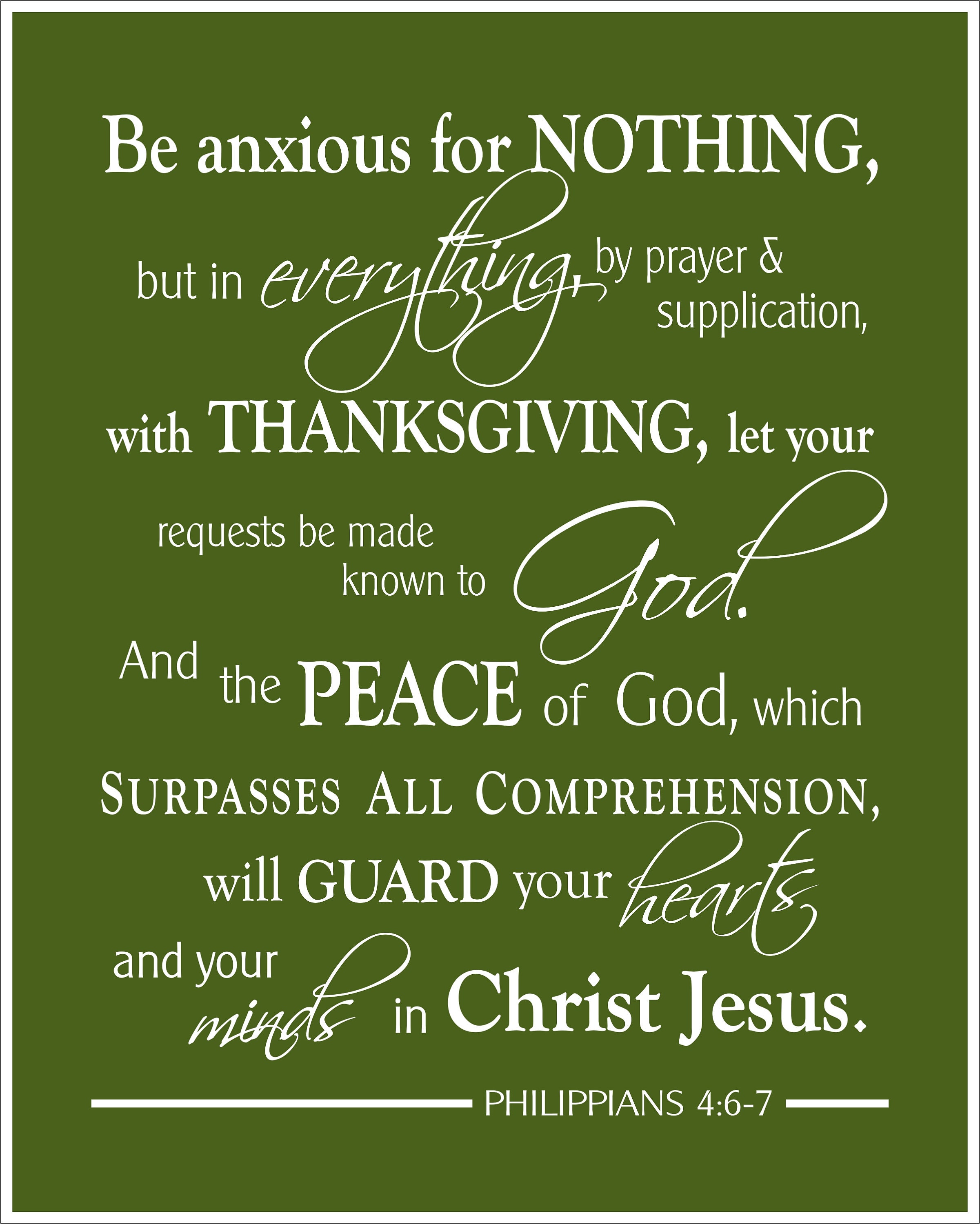 Scripture Wall Art Be anxious for Nothing Philippians 4 6 7 | Etsy