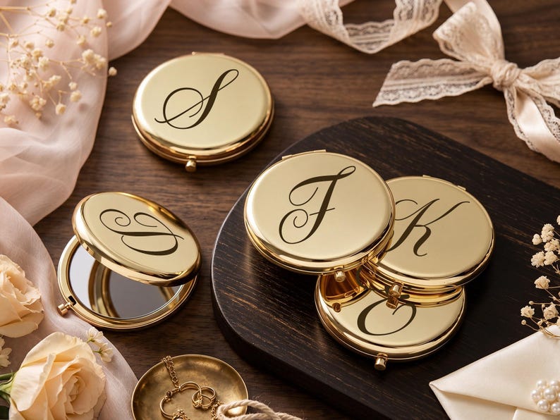 Engraved Pocket Mirror Makeup Compact,personalized Bridal Shower Gift ...
