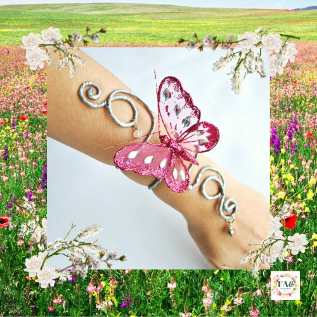 Pink Butterfly Arm Wrist Cuff Wrap Bracelet Fairy Costume Mother Nature ...