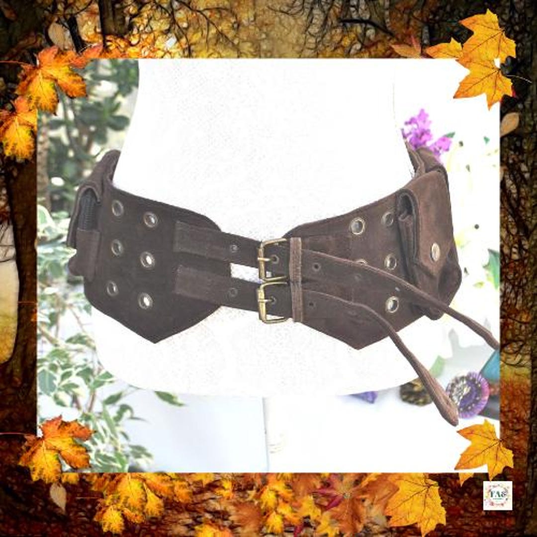 Brown Leather Pocket Belt Fairy Festival Ren Faire One Size Adjustable ...
