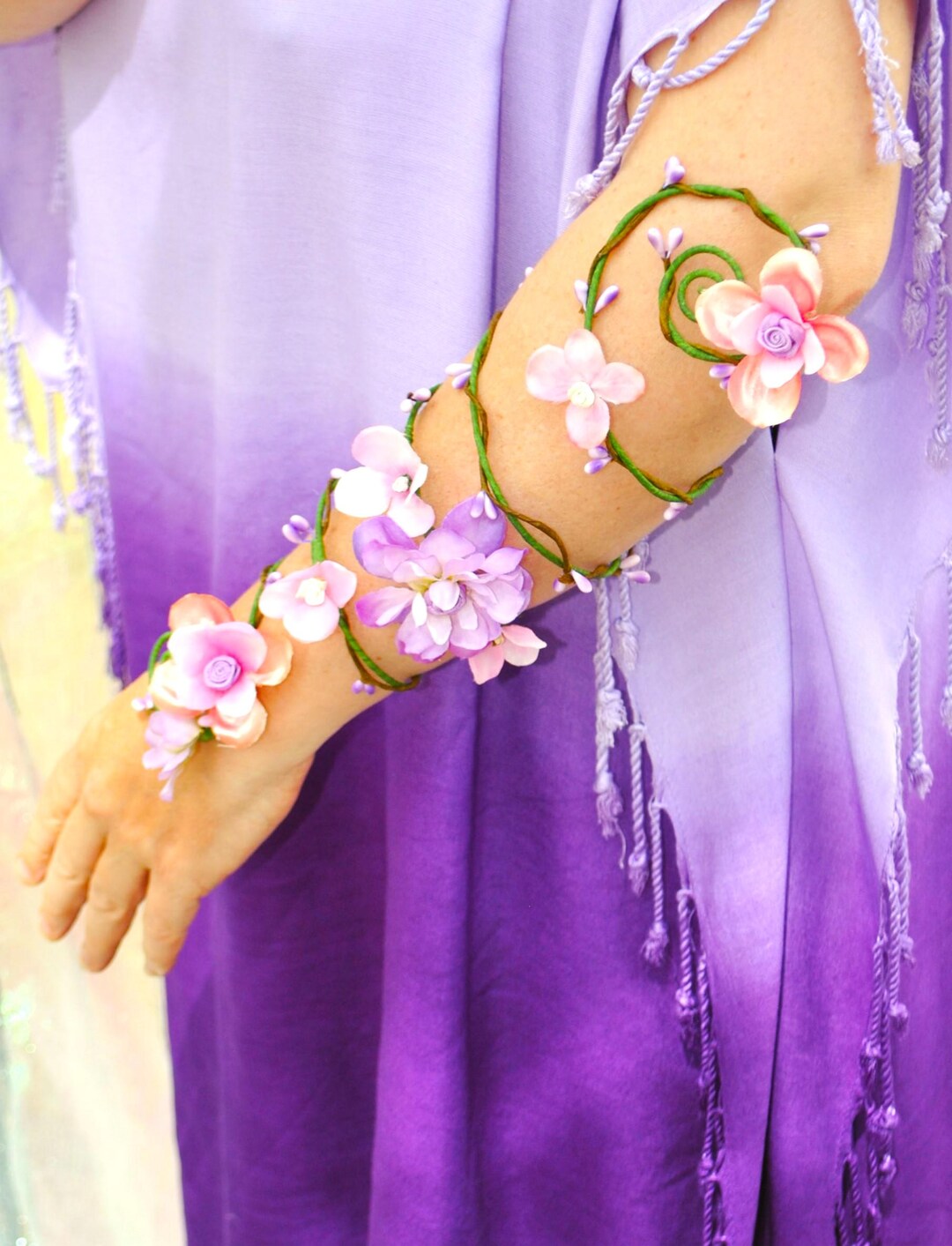 Lilac Pink Flower Arm Cuff Wrap Bridal Prom Fairy Fantasy Costume ...