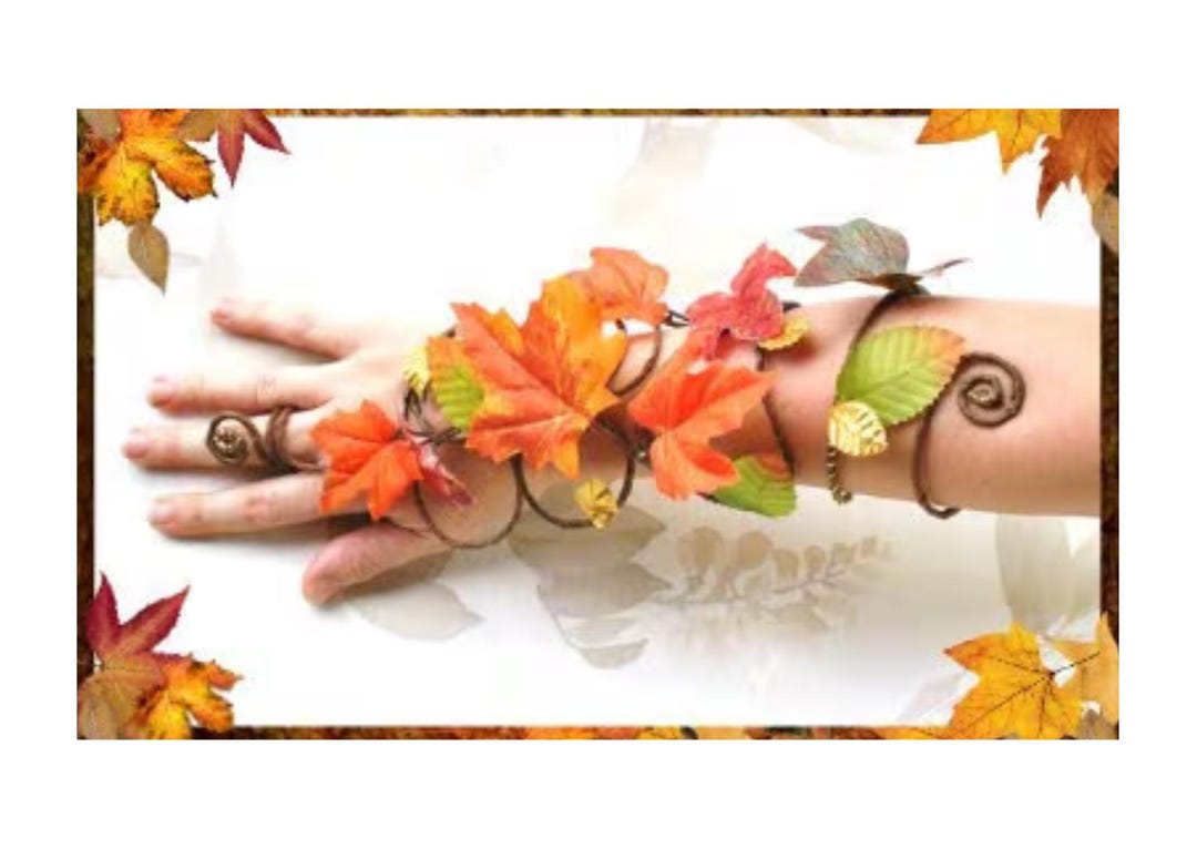 Autumn Fall Arm Cuff Wrap Woodland Fairy Mother Nature Costume Orange ...