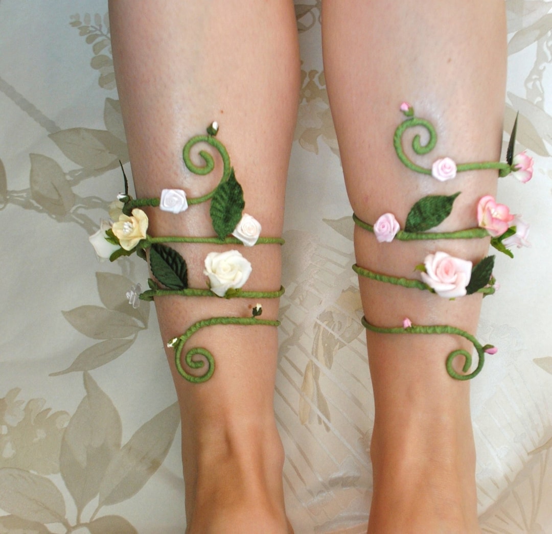 Pink & White Flower Vine Leg Cuff Ankle Bracelet Leg Wraps - Etsy