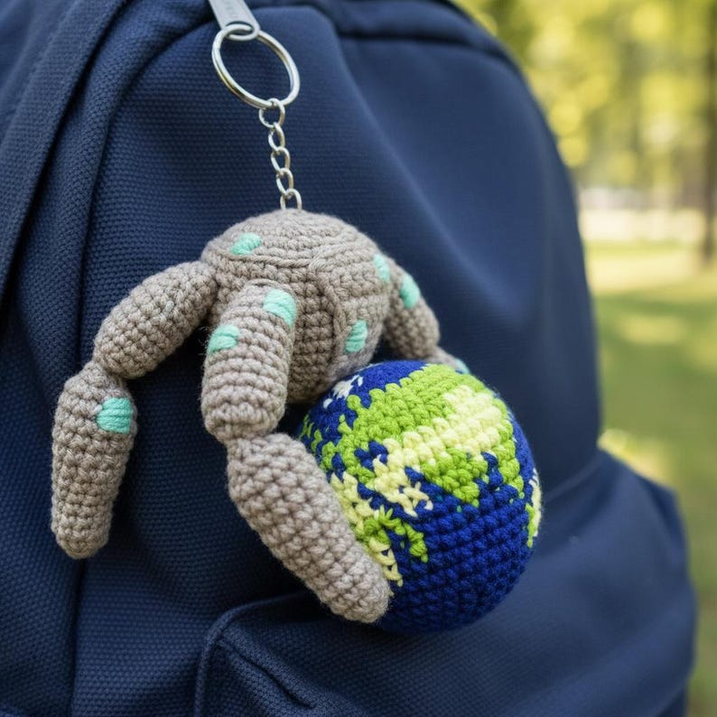 Crochet Rocky Keychain Holding Earth, Project Hail Mary Amigurumi ...