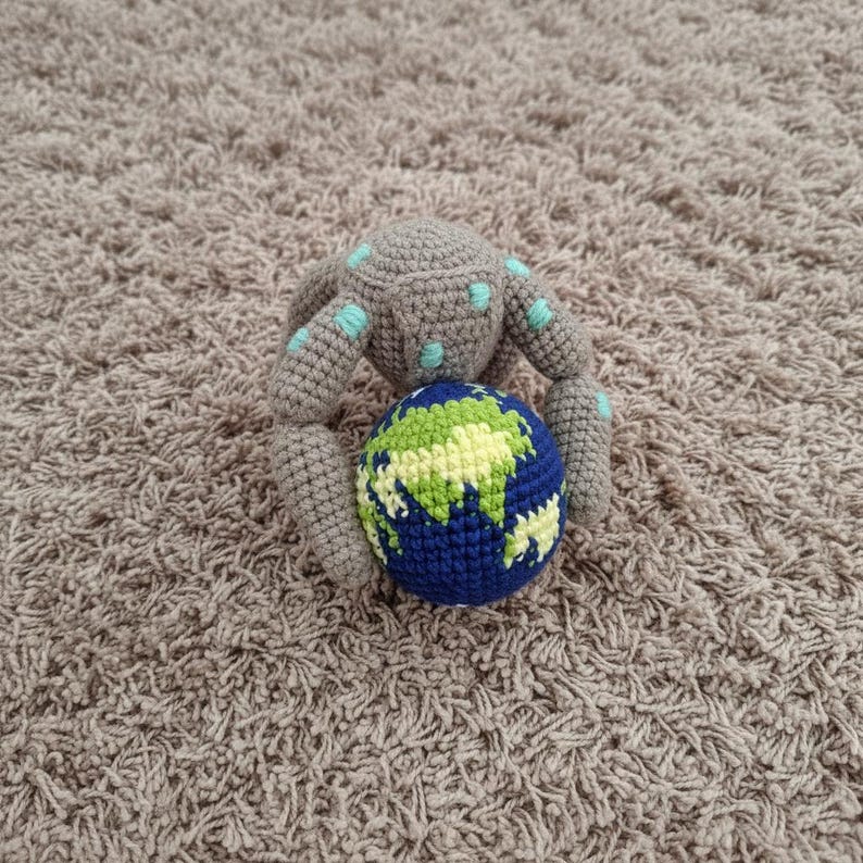 Crochet Rocky Keychain Holding Earth, Project Hail Mary Amigurumi ...