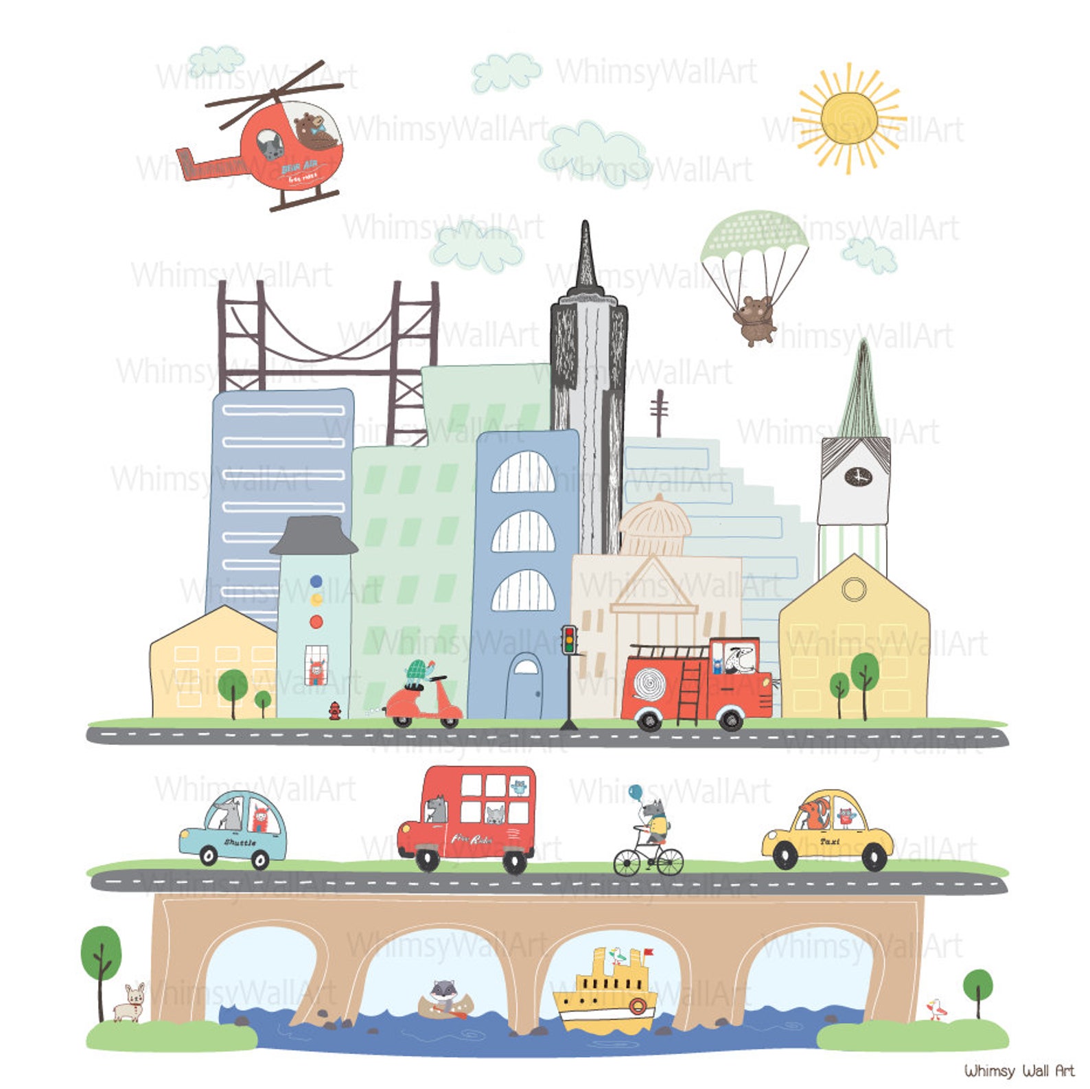 City Life Wall Decals- Wall Art Stickers - Etsy