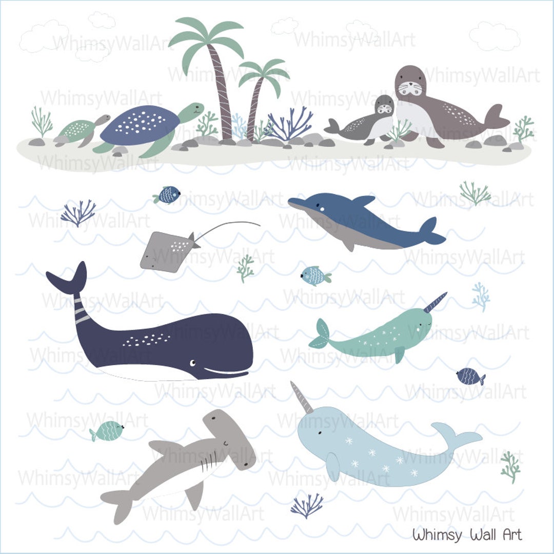 Marine Sea Life Decals - Wall Art Decals - Etsy