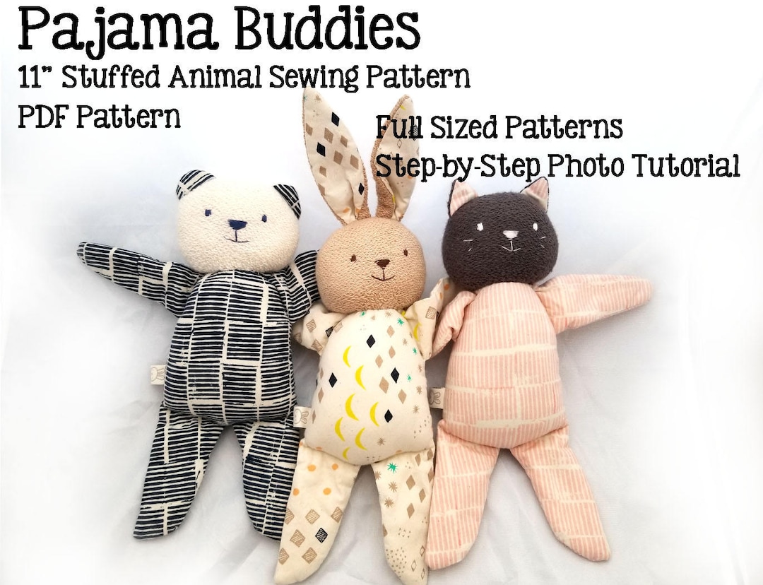 Easy Stuffed Animal Sewing Pattern, Cat, Bunny, Bear, Soft Toy Plushie ...
