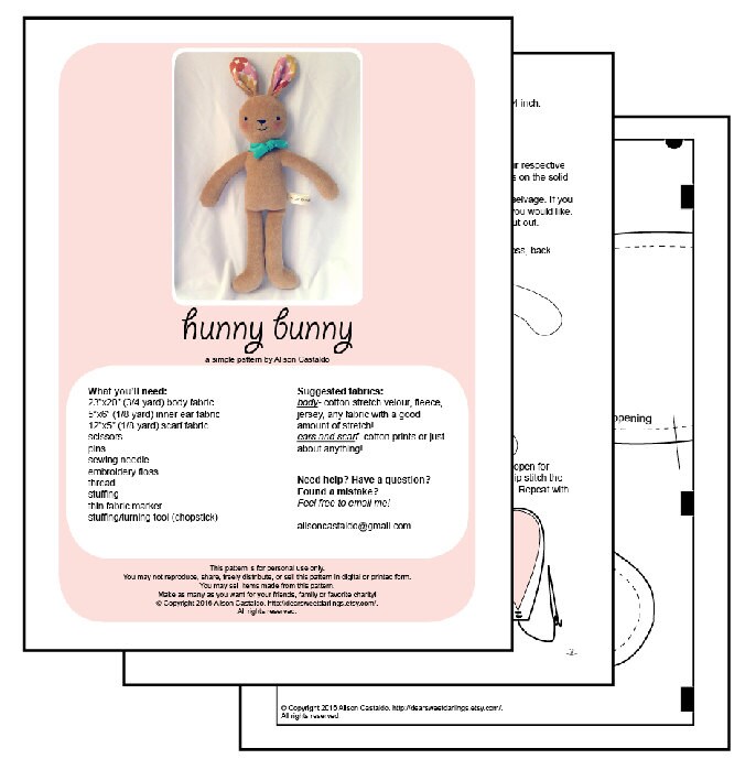 Bunny Rabbit Pattern Printable PDF A4 or Letter | Etsy