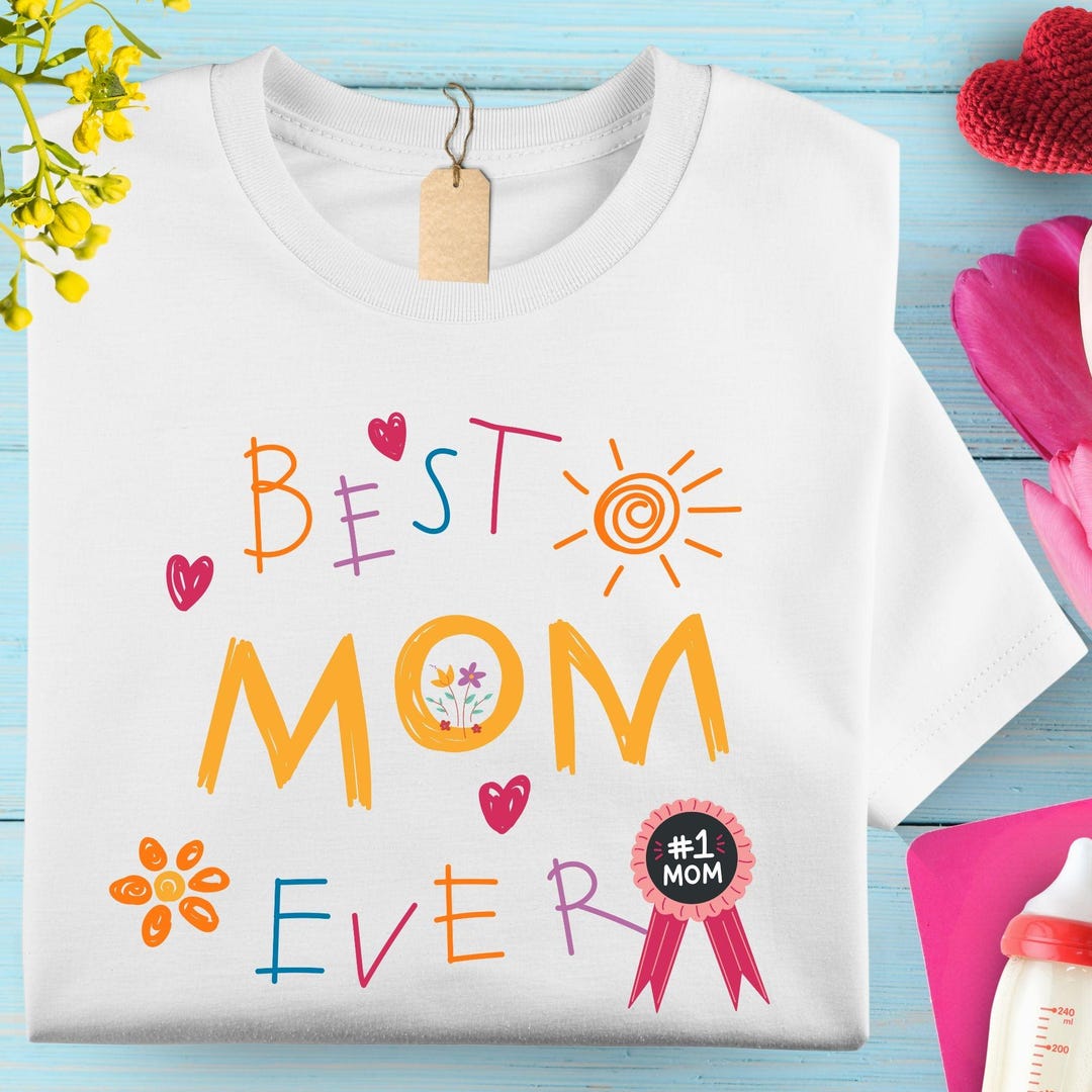 Best Mom Ever Handwritten Style Shirt Simple Sun Moon Star T-shirt ...