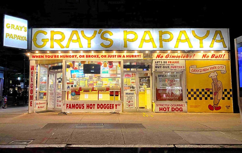 Gray's Papaya Storefront Photograph - Upper West Side, NYC - Etsy