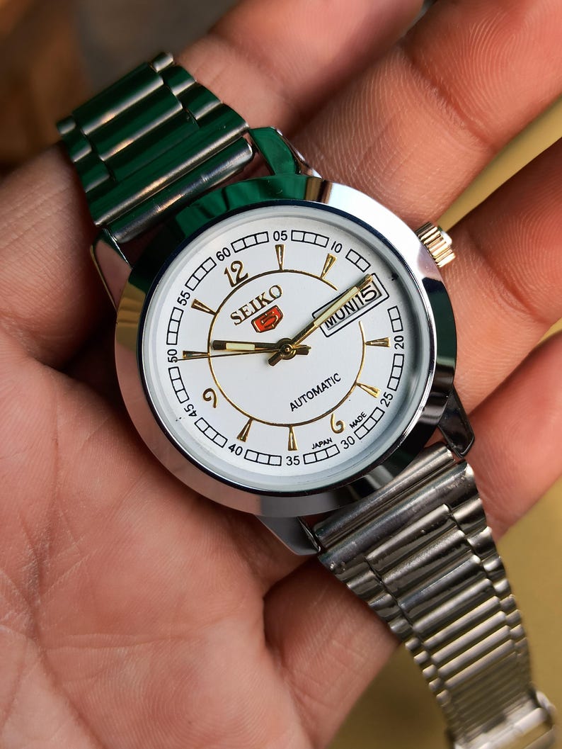 Seiko 5 Automatic Men's Watch | Exhibition Back | Refurbished White ...