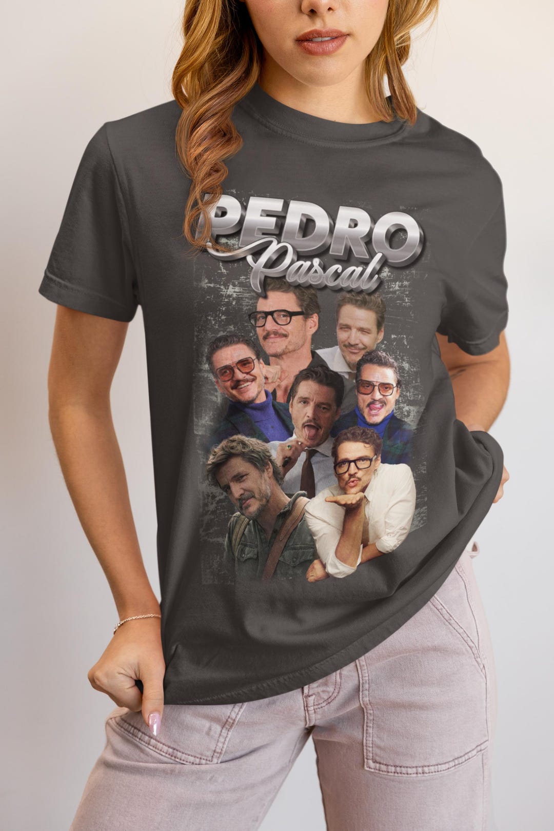 Pedro Pascal Graphic Collage Shirt, Unisex Vintage Style Tee, TV ...