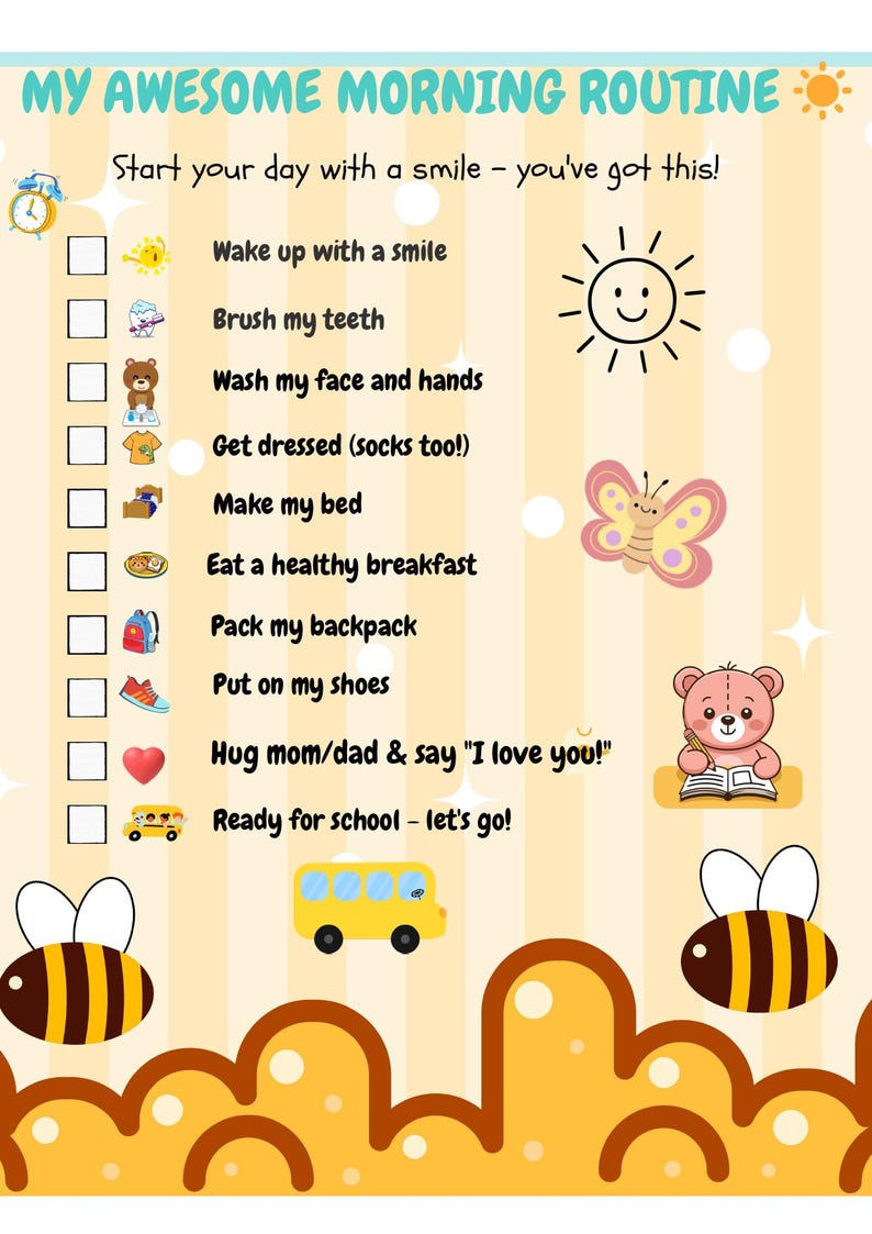 Kids Daily Routine Bundle Printable | Ages 5-12 | Weekend Routine ...