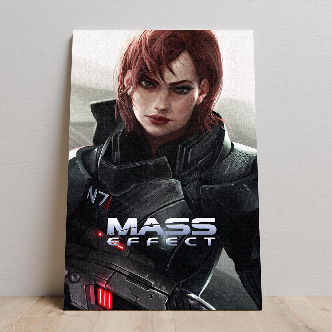 Mass Effect Poster, Commander Shepard Wall Art, Unframed Canvas Print ...
