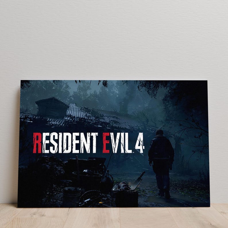 Resident Evil 4 Poster, Leon Kennedy Wall Art, Unframed Canvas Print ...