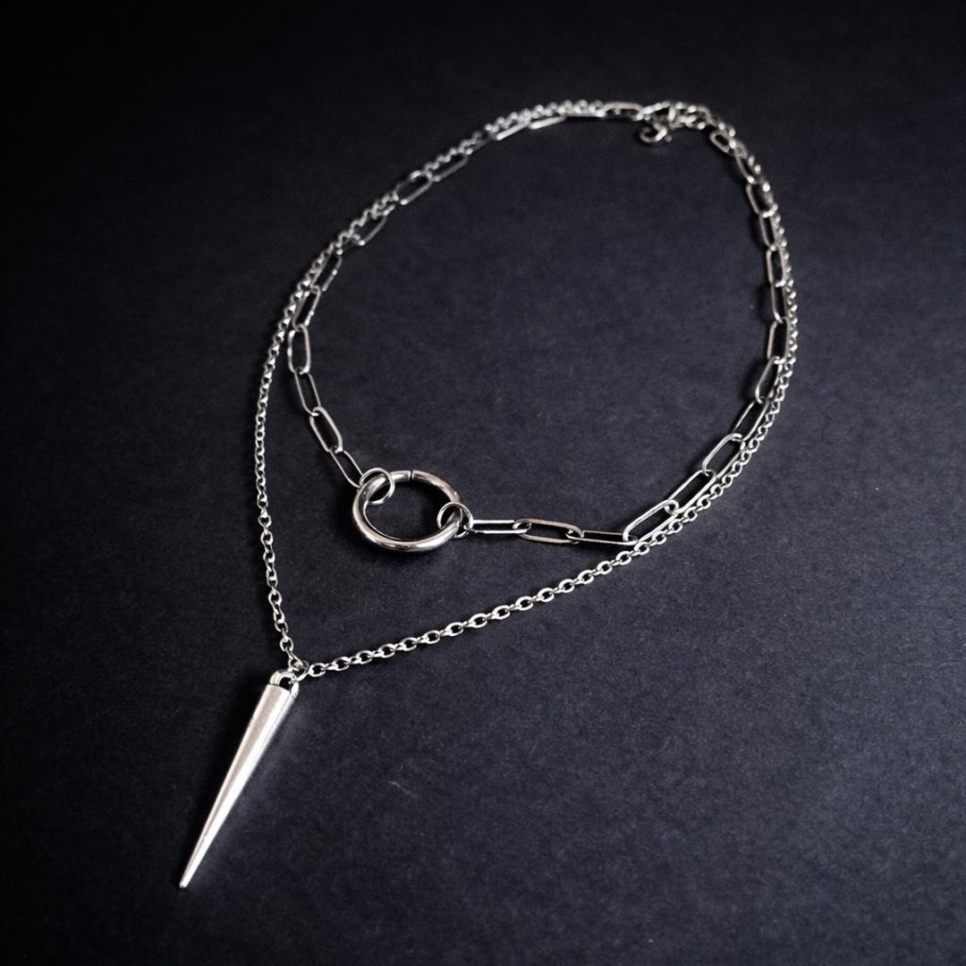 Steel Vice – Gothic Layered Spike Necklace, Stainless Steel Choker, 15 ...