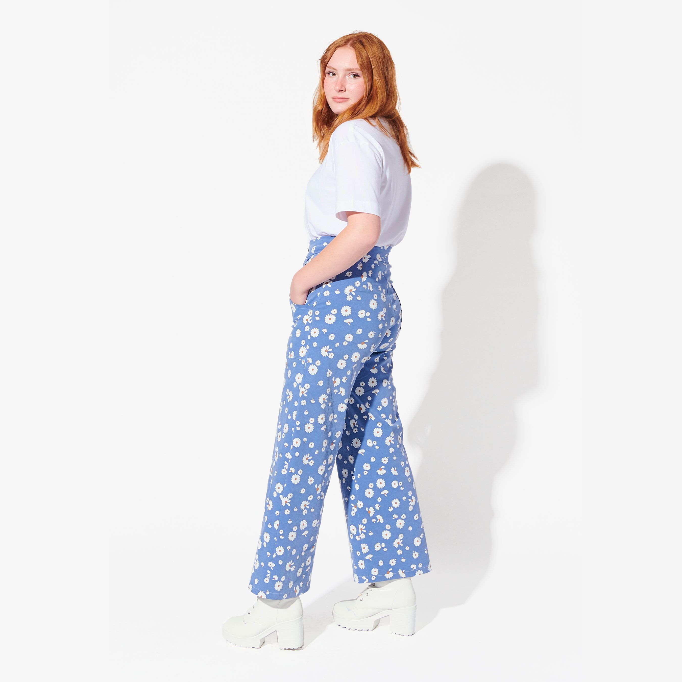 Daisy Wide Leg Jeans Blue Floral High Waisted Pants - Etsy