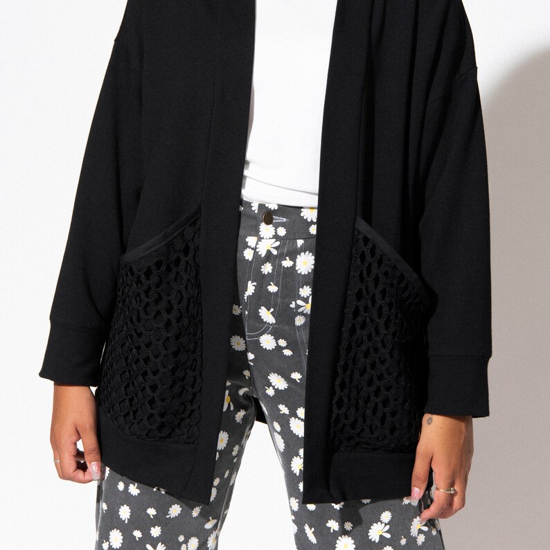 Honeycomb Cardigan Black Bamboo Terry - Etsy