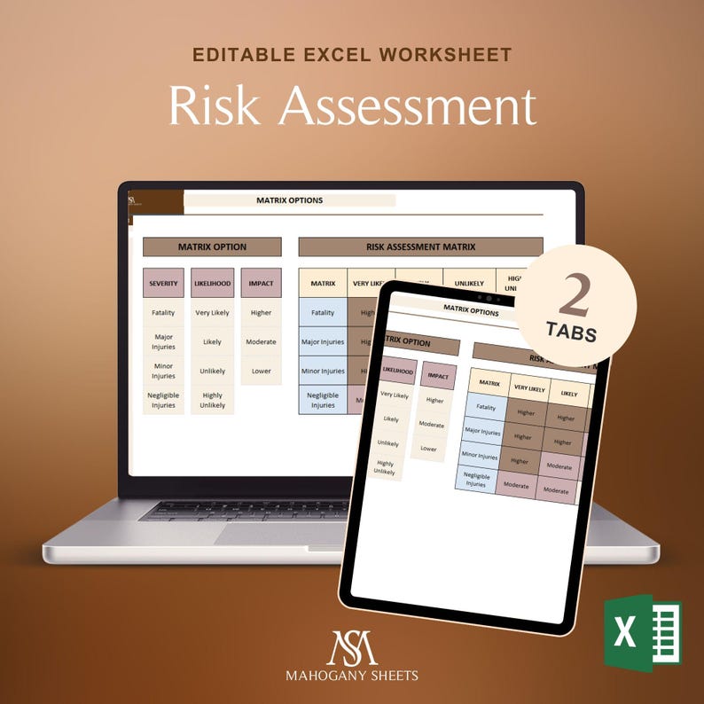 Risk Assessment Matrix Spreadsheet for Excel Light Mode Hazard ...