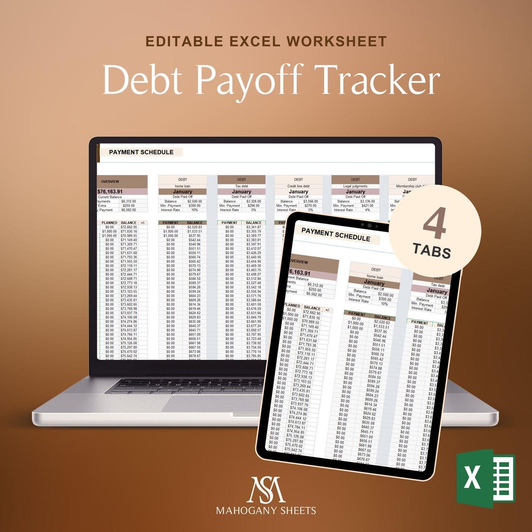 Debt Payoff Tracker Spreadsheet: Excel Snowball Avalanche Debt ...