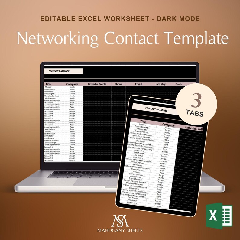 Dark Mode Contact Manager Excel | Business CRM Template | Client ...