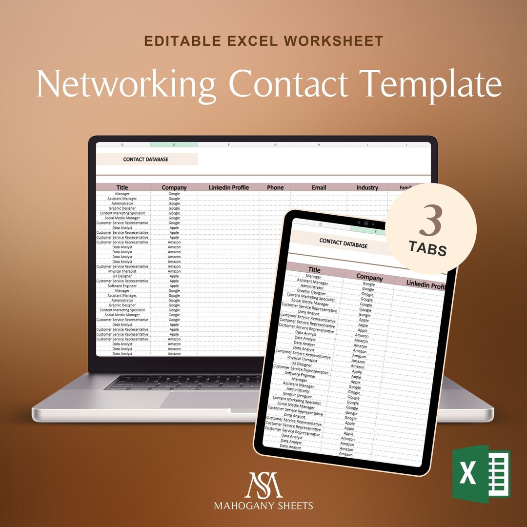 Contact Database Excel Spreadsheet: Digital CRM Tracker Download - Etsy