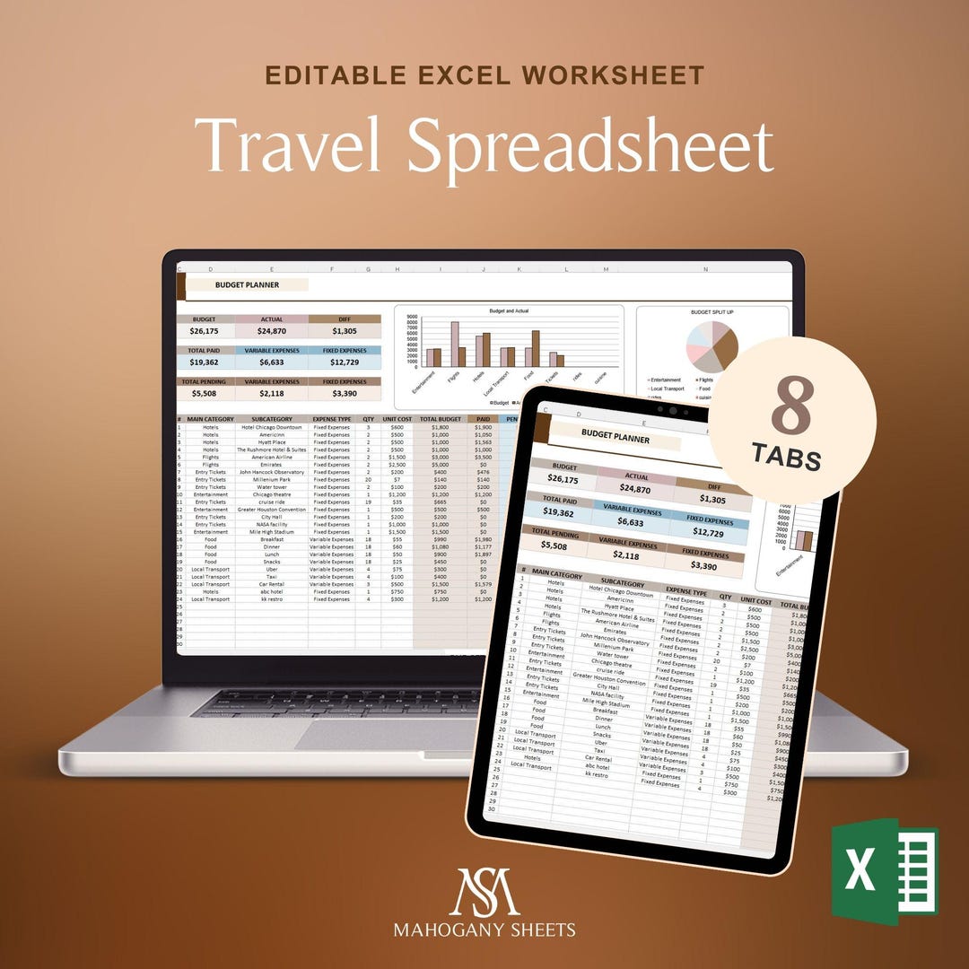 Excel Light Mode Travel Dashboard Business Trip Schedule Cost Tracker ...