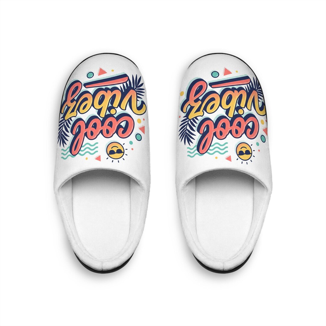 Cool Vibes Slipper | Indoor Slipper, Retro Palm Sun Graphic, Cool ...