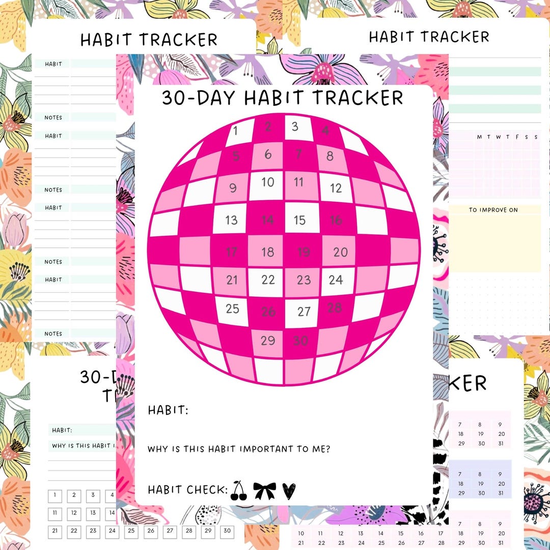 Printable Habit Tracker Bundle | Track Big Goals & Daily Habits | Disco ...