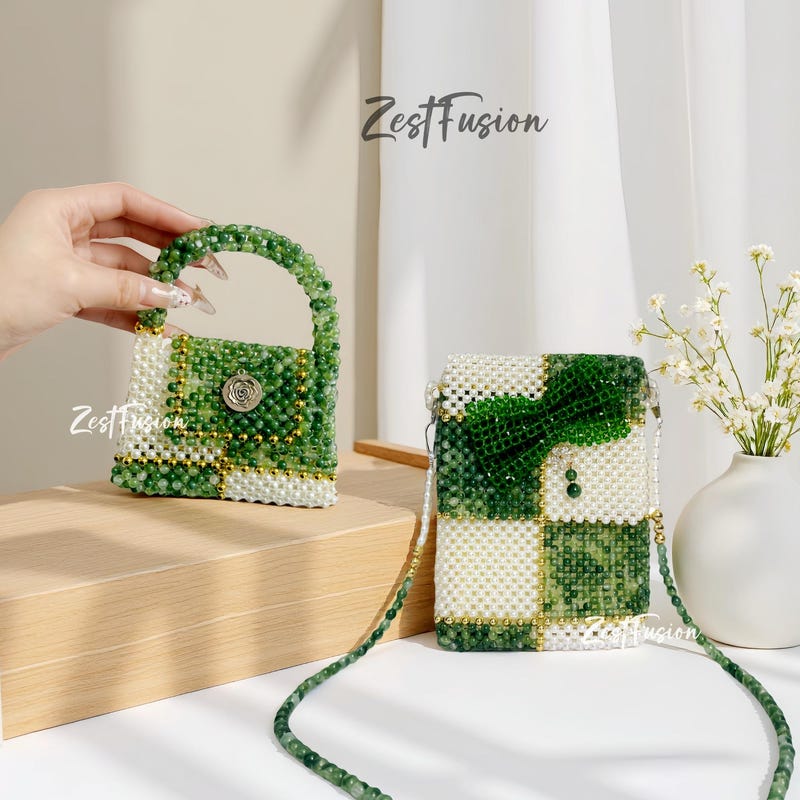 Neon Green Beaded Bag - Etsy