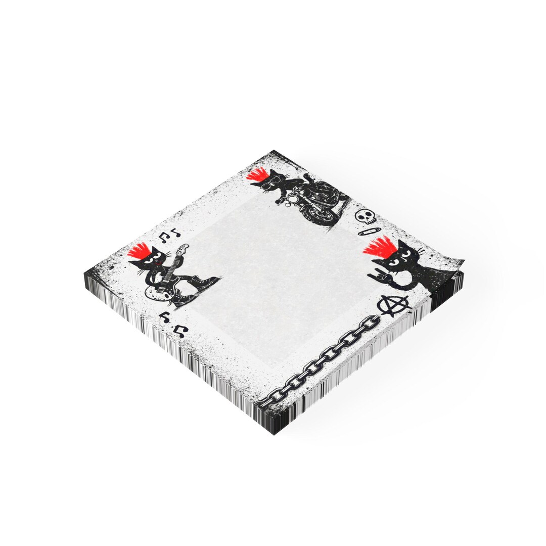 Punk Rock Cat Notepad | Rock Music Cat Notes | Printable Square Note ...