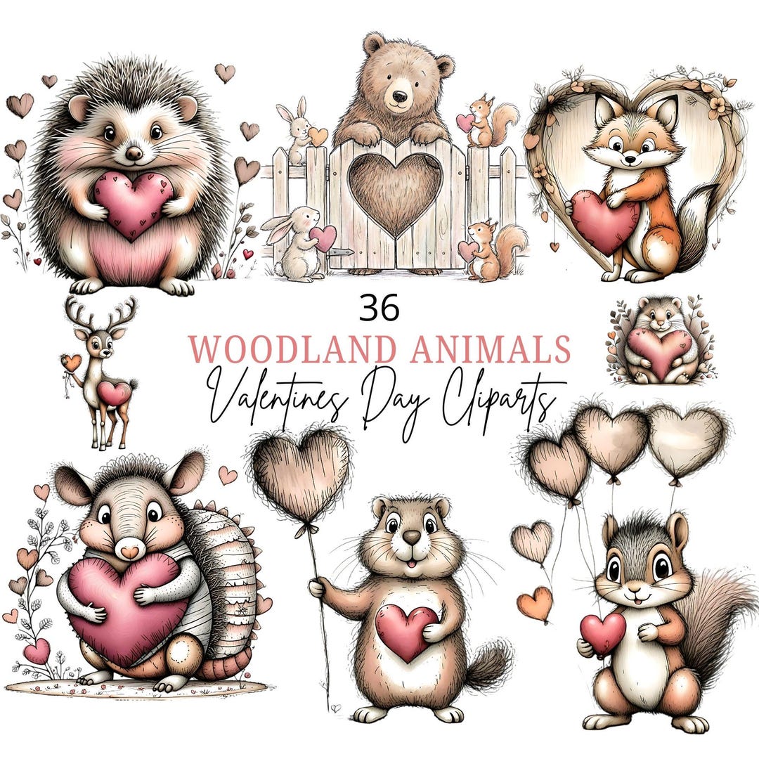 Valentine's Day Woodland Animals Clipart: Whimsical Graphics || 2026 ...