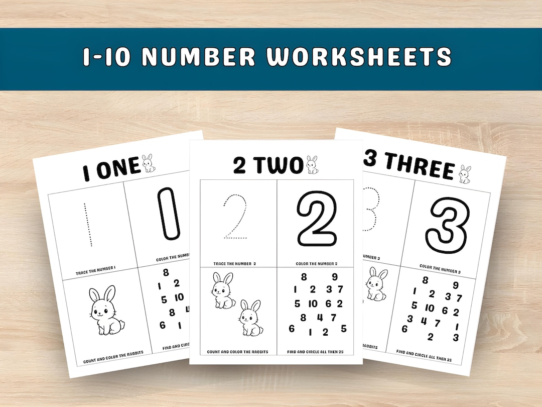 Number Tracing 1–10 Worksheets – Preschool & Kindergarten Counting ...