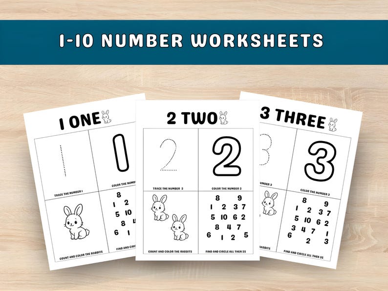 1–10 Number Tracing Worksheets | Preschool Counting Practice ...