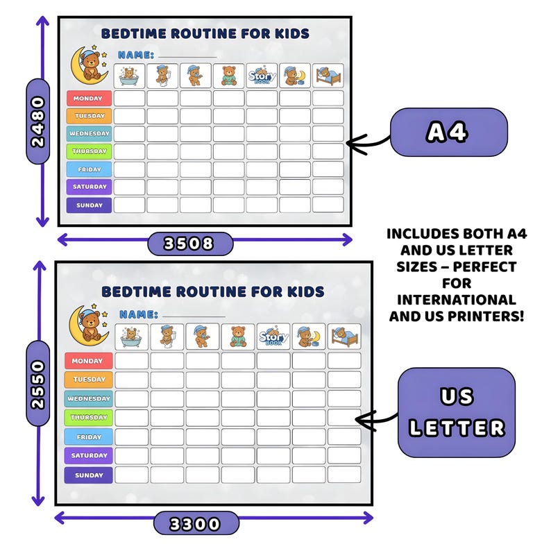 Kids Bedtime Routine Chart – Printable Toddler Tracker (PDF) - Etsy
