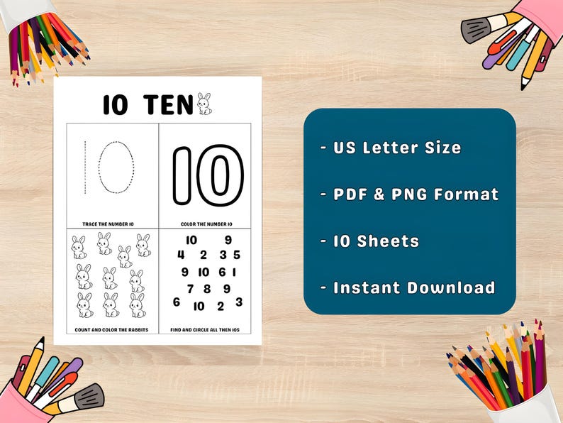 Number Tracing 1–10 Worksheets – Preschool & Kindergarten Counting ...