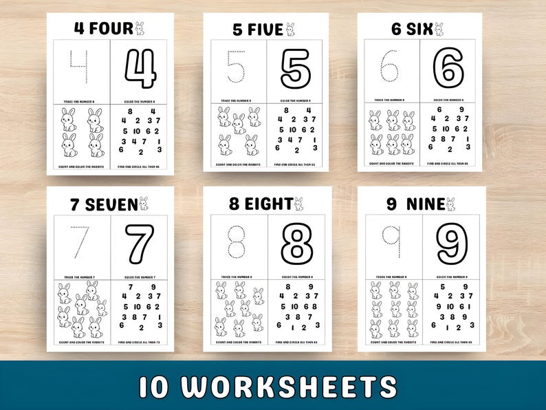 Number Tracing 1–10 Worksheets – Preschool & Kindergarten Counting ...
