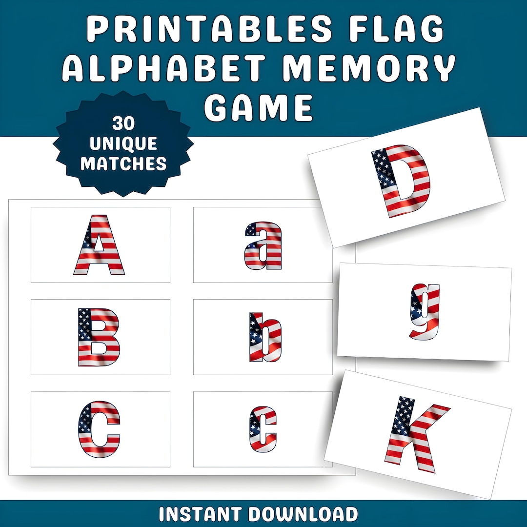 American Flag Alphabet Memory Game • Patriotic ABC Matching Cards • 4th ...