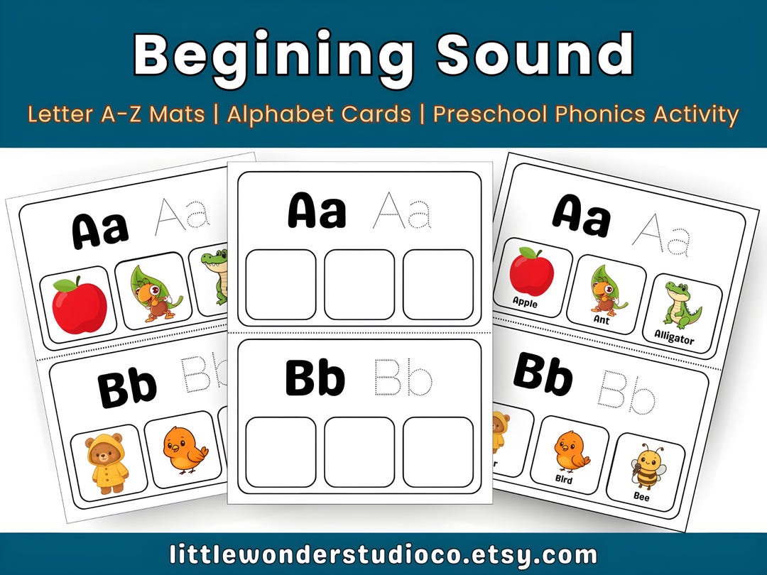 Beginning Sounds Alphabet Mats A-Z | Preschool Phonics Printable Letter ...
