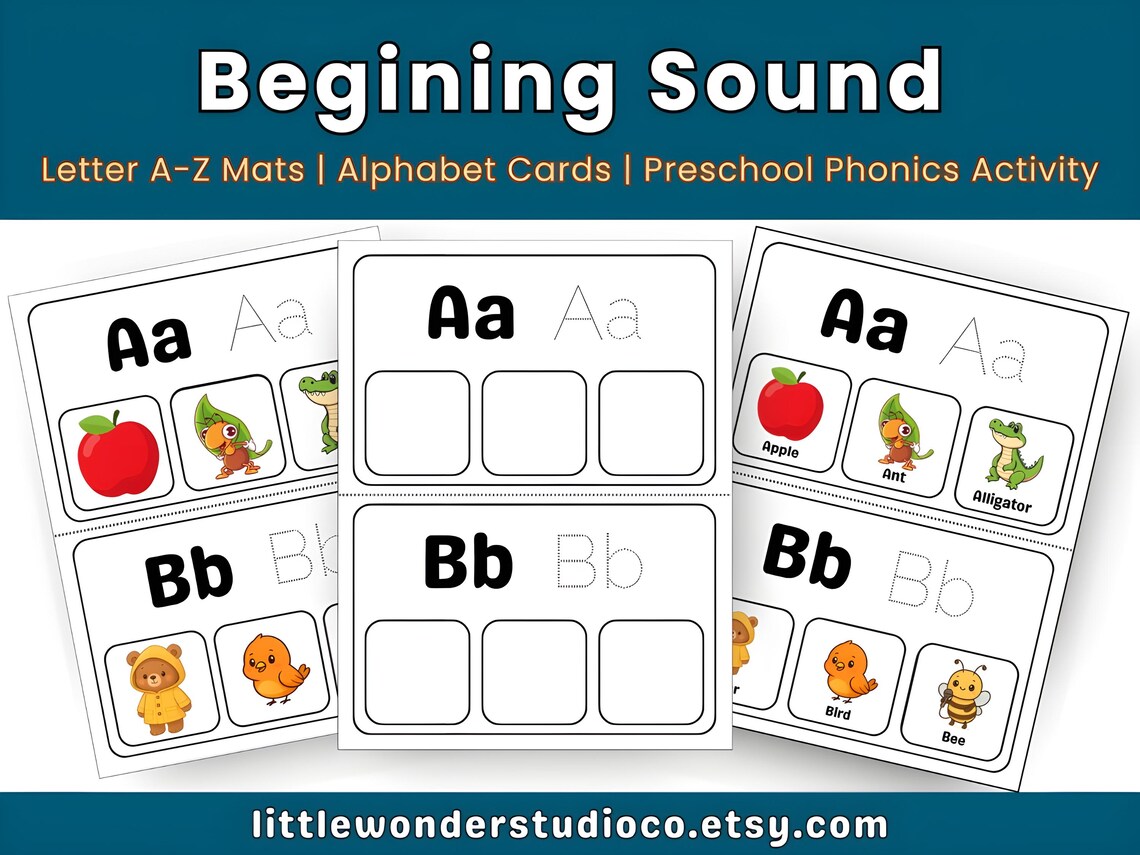 Beginning Sounds Alphabet Mats A-Z | Preschool Phonics Printable Letter ...