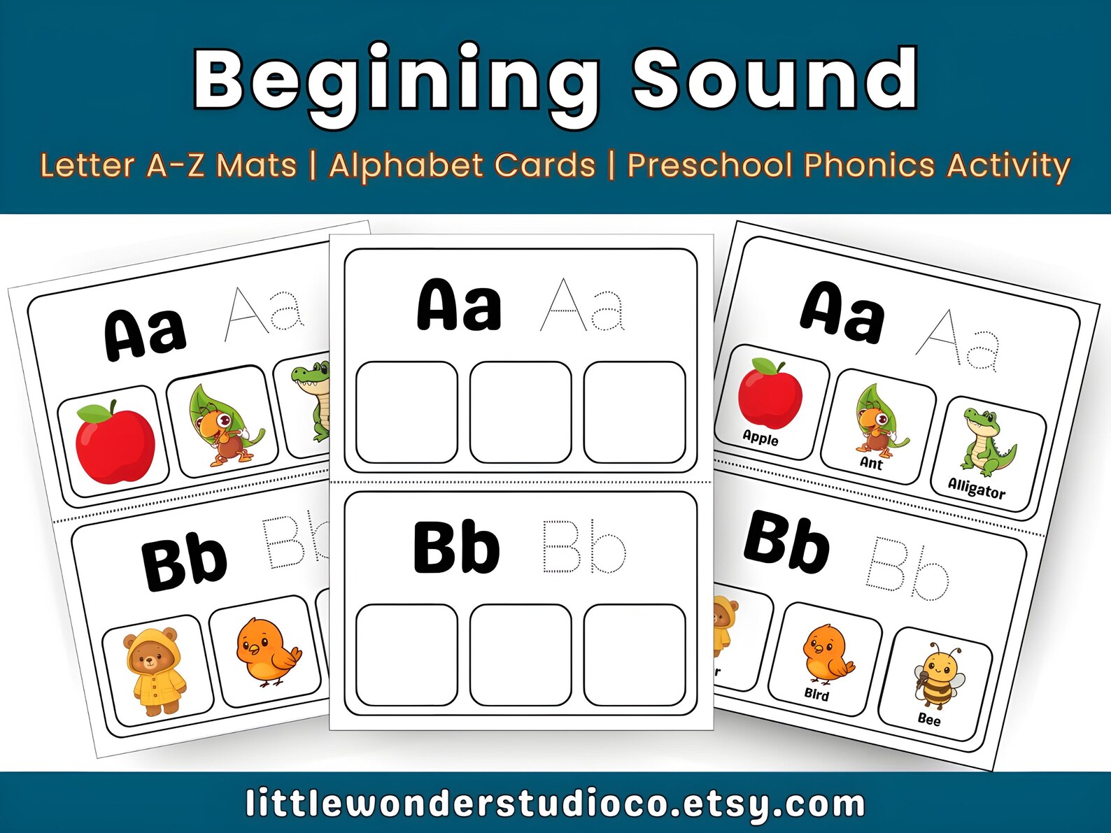 Beginning Sounds Alphabet Mats A-Z | Preschool Phonics Printable Letter ...
