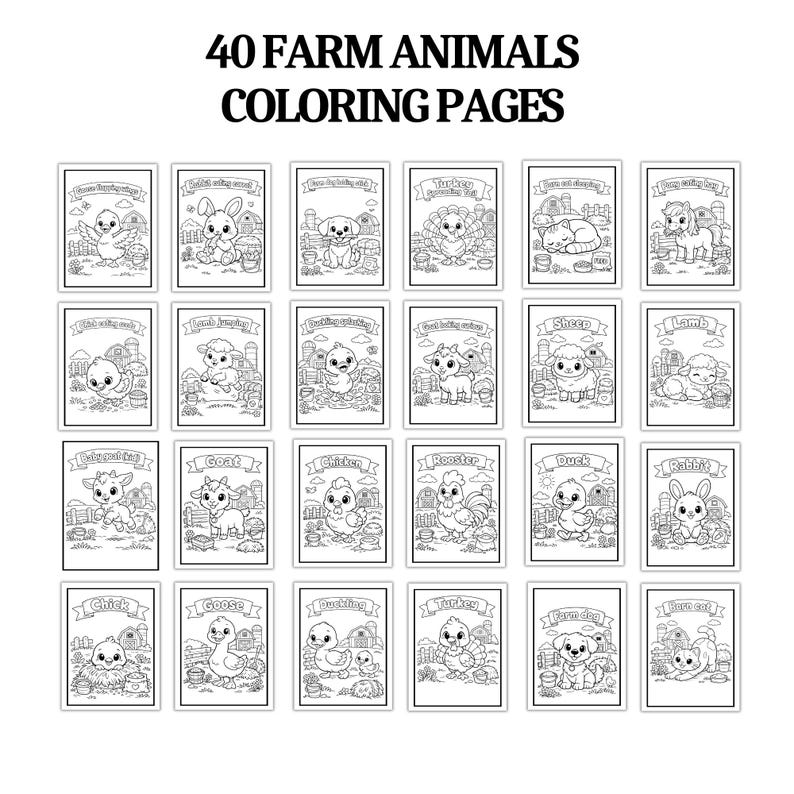 Farm Animals Coloring Book | Barn Creatures Pages | Printable Kids ...