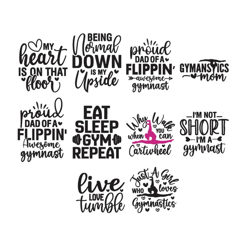 Gym Motivation Quote Machine Embroidery Bundle, Set of 10, Instant ...