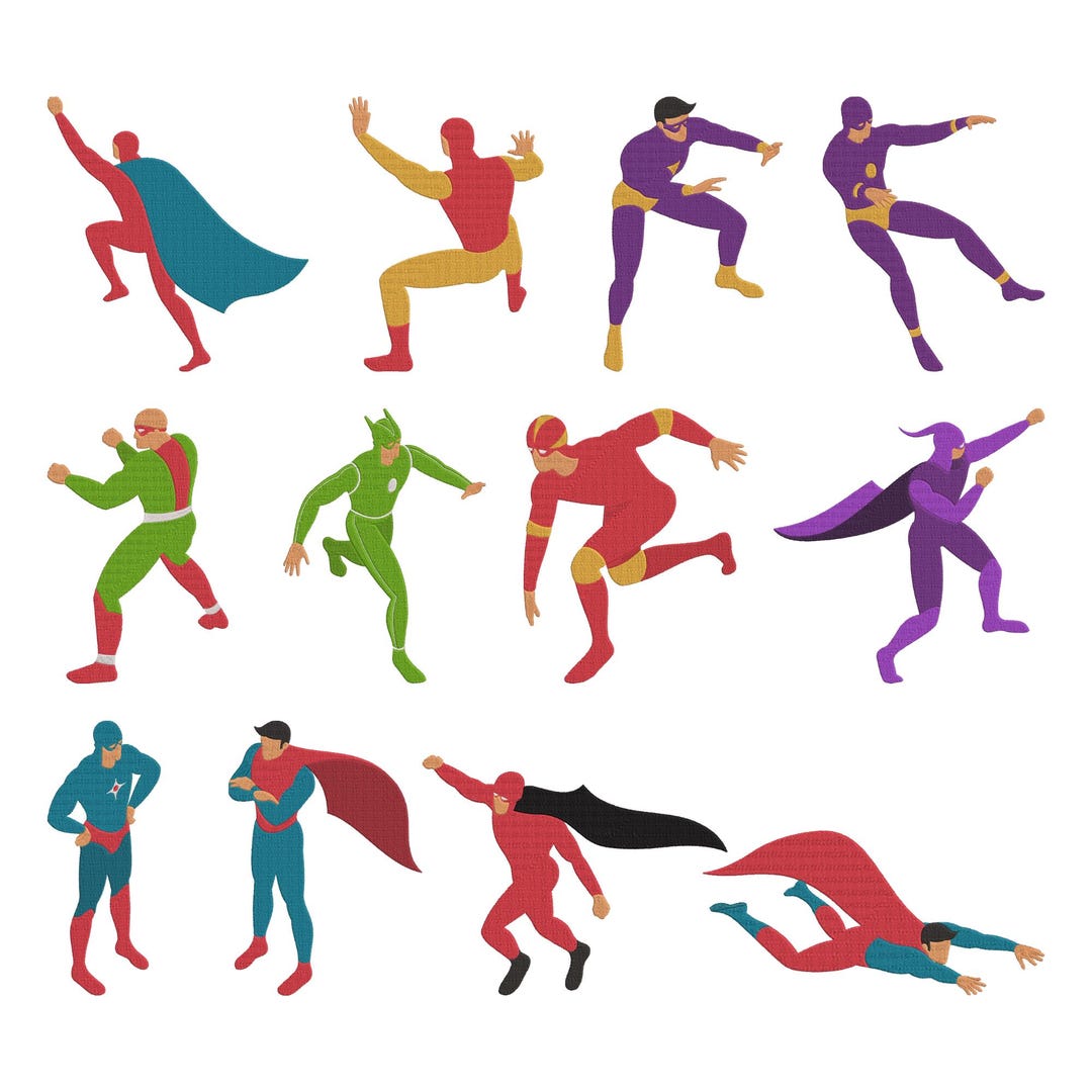 Superhero Action Embroidery Design, Comic Hero Pose Machine Embroidery ...