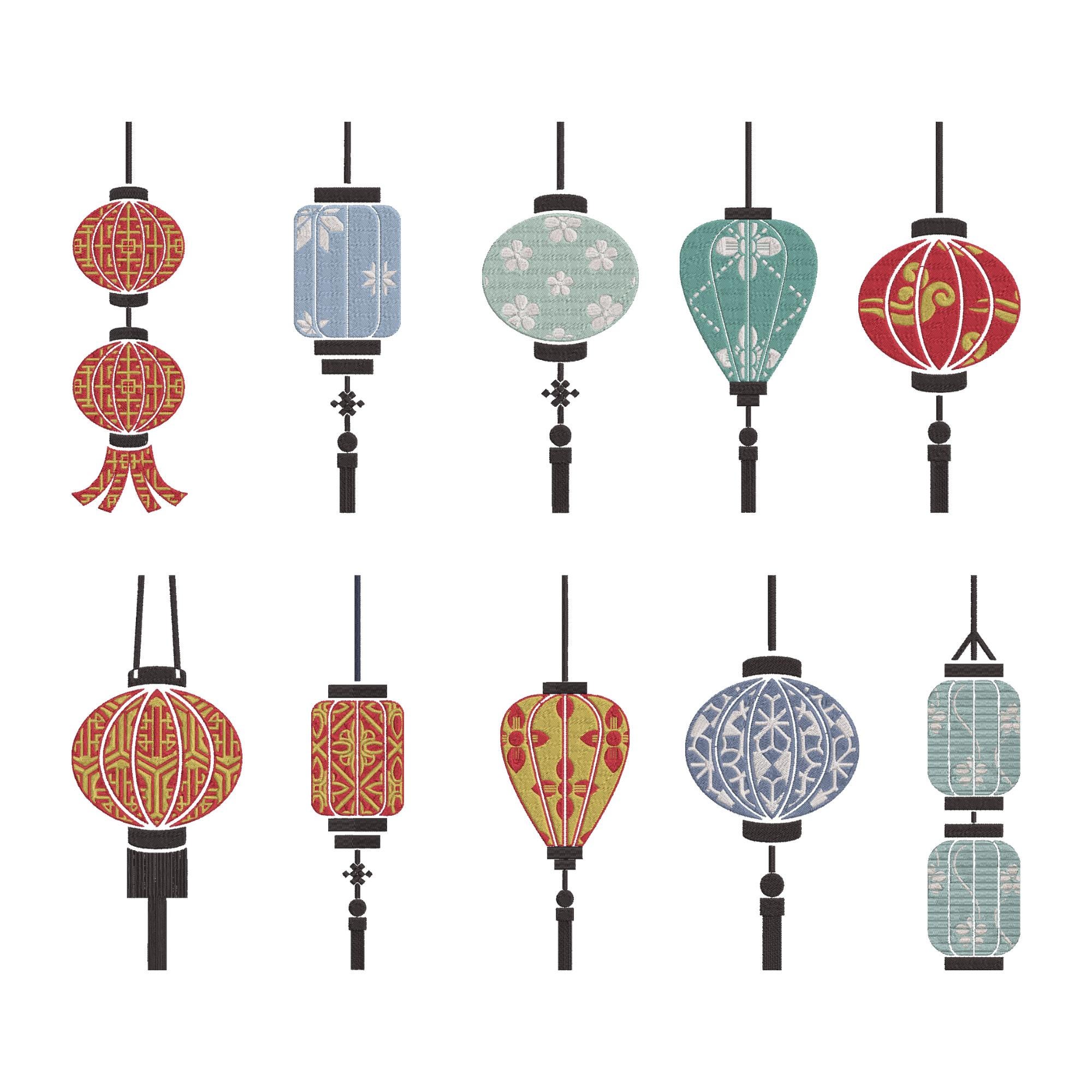 Chinese Lantern Embroidery Design, Hanging Lantern Machine Embroidery ...